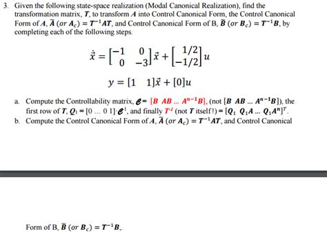 Solved Given The Following State Space Realization Modal