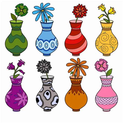 ᐈ Of Vases With Flowers Stock Drawings Royalty Free Flower Vase