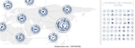 Internet Things Iot Networking Concept Connected Vector De Stock Libre De Regalías 1397544782