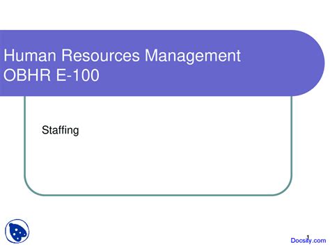 Staffing Human Resource Lecture Slides Docsity