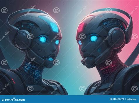Set Of Robot Heads Flat Round Icons With Long Shadows Vector Illustration