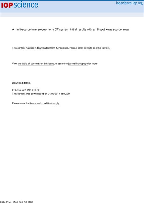 Pdf A Multi Source Inverse Geometry Ct System Initial Results With