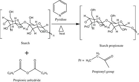 The Chemical Reaction Of Starch And Propionic Anhydride Download Scientific Diagram