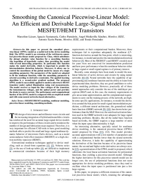 Pdf Smoothing The Canonical Piecewise Linear Model An Efficient And Derivable Large Signal