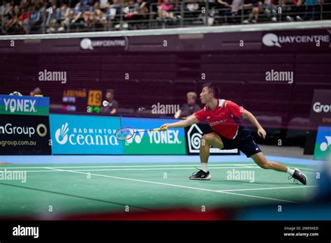 Lu Guang Zu Of China In Action During The Singles Match Between Lu Guang Zu And Ng Tze Yong