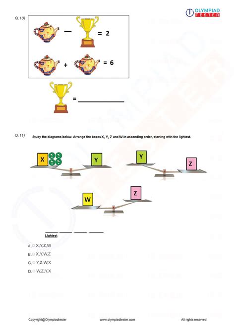 Class 1 Maths Mock Test Pdf 14 Olympiad Tester
