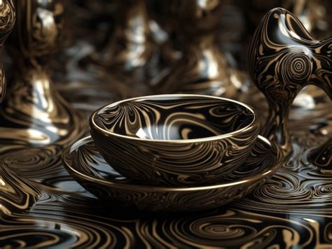 Premium Ai Image Abstract Geometric Composition Liquid Gold Created With Generative Ai Technology