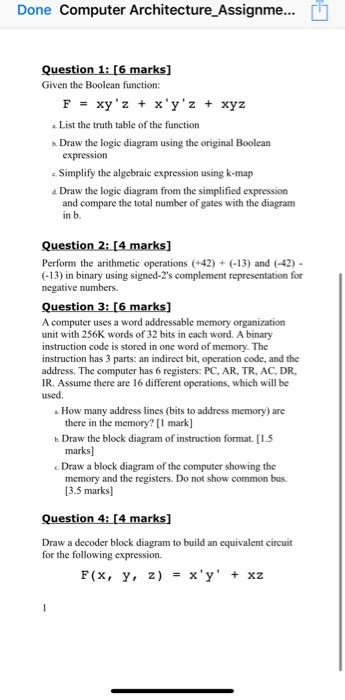 Solved Done Computer Architectureassignme 7 Question 1