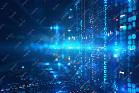 Premium Photo Blue Technology Background With Futuristic Abstract Digital Elements And Binary
