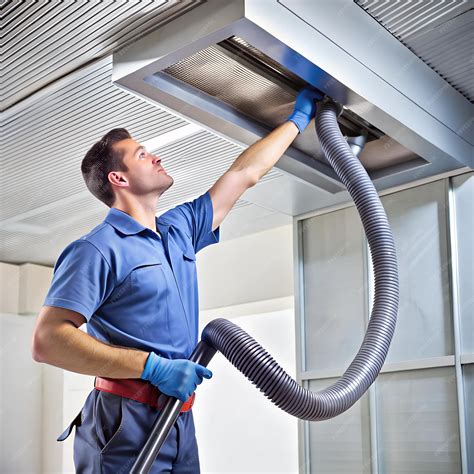 A Technician Using A Highpowered Vacuum To Clean Air Ducts Premium Ai