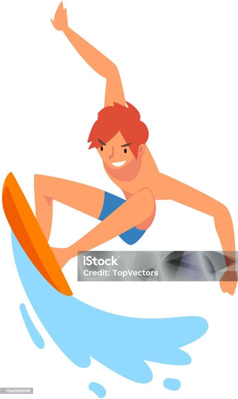 서핑 보드 레크리에이션 비치 워터 스포츠 남자를 즐기는 여름 휴가 벡터 일러스트와 함께 바다 파도에 타고 남성 서퍼 캐릭터 남자에 대한 스톡 벡터 아트 및 기타 이미지