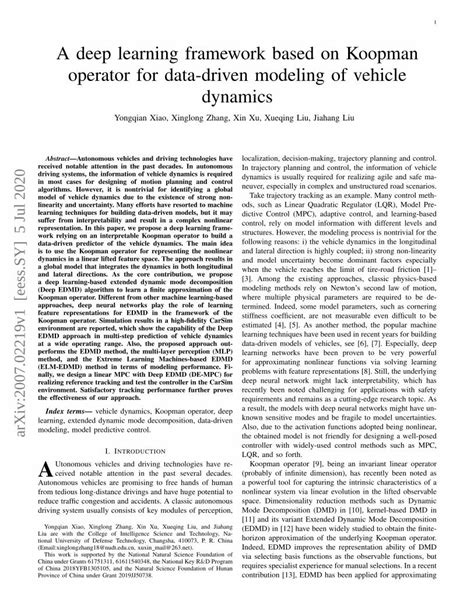 Pdf A Deep Learning Framework Based On Koopman 1 A Deep Learning