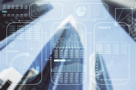 현대 아키텍처 배경 분석 및 분석 개념 다중 노출에 대한 추상 가상 분석 데이터 스프레드시트 프리미엄 사진