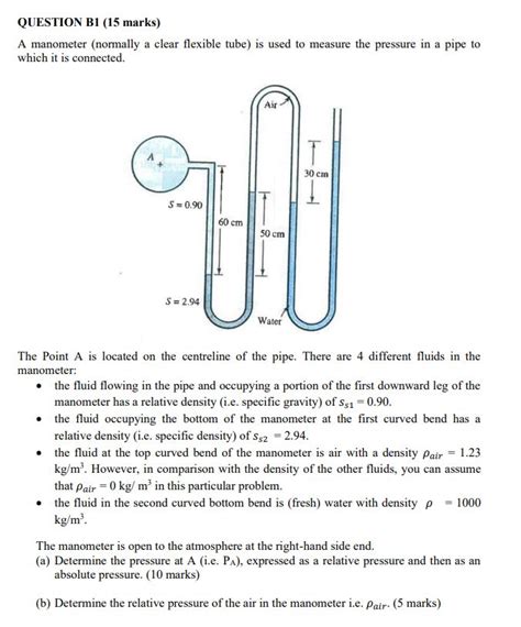 [solved] Question B1 15 Marks A Manometer Normally A Clear Flexible Course Hero