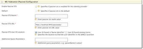 Configuring WS Federation WSO Identity Server Documentation