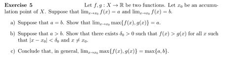 solved exercise 5 let f g x→r be two functions let x0 be an