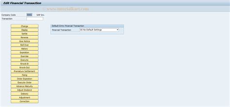 FTR EDIT SAP Tcode Process Treasury Transaction