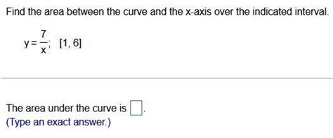 Solved Find The Area Under The Given Curve Over The Chegg