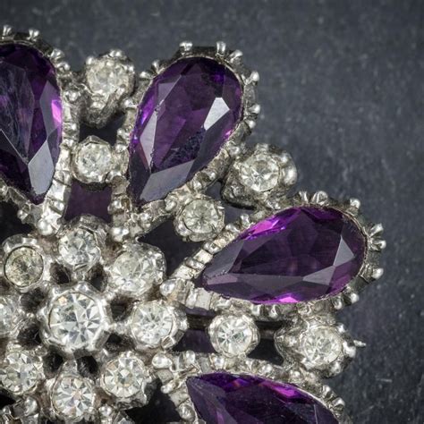 Antique Victorian Silver Paste Amethyst Circa 1900 Brooch For Sale At