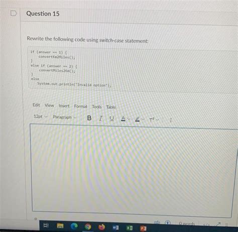 solved question 15 rewrite the following code using
