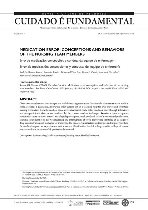 PDF Medication Error Conceptions And Behaviors Of The Nursing Team Members