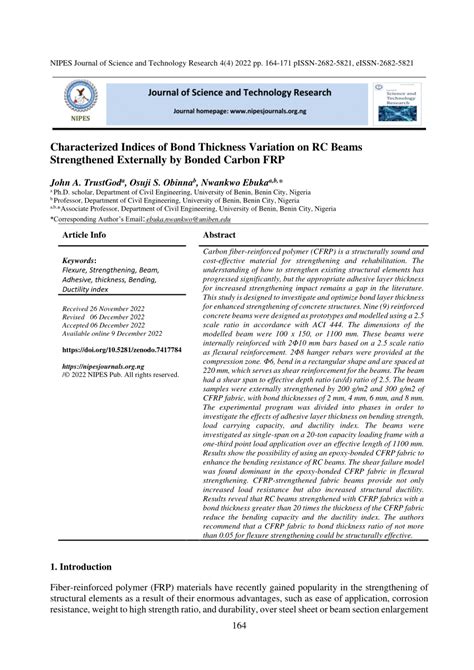 Pdf Characterized Indices Of Bond Thickness Variation On Rc Beams Strengthened Externally By