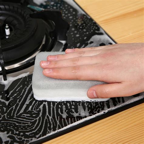 ชามล้างจานยางลบหม้อสีเทา สีขาวอ่างล้างจานครัวสะอาดผ้าสองด้านจานล้างทำความสะอาดฟองน้ำ