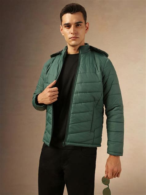 Buy Dennis Lingo Men Mock Collar Solid Casual Padded Jacket Jackets