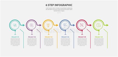 6 Points Template Infographic Outline Style With 6 Point Step Template