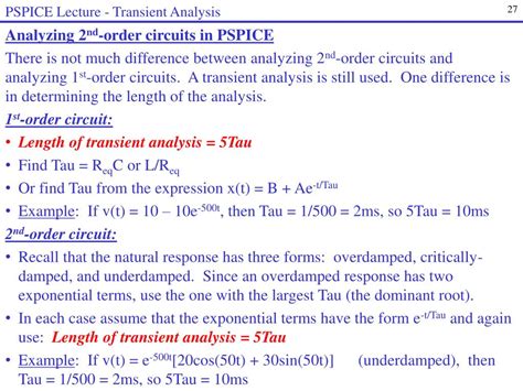 PPT PSPICE Lecture Transient Analysis PowerPoint Presentation Free Download ID