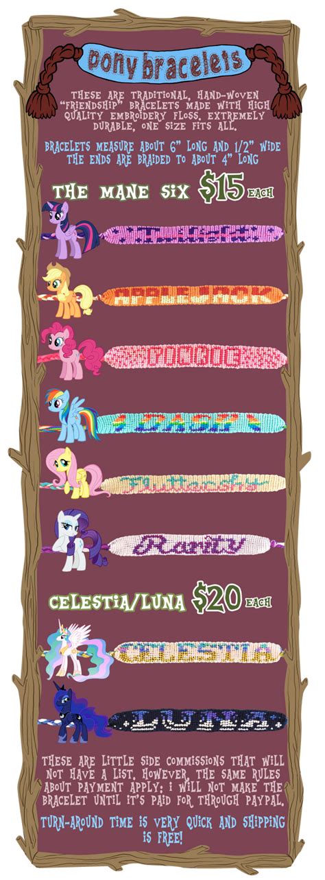 Mlp Friendship Bracelets Menu By Morethanonetree On Deviantart