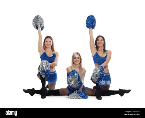 Group Of Beautiful Cheerleaders On White Background Stock Photo Alamy