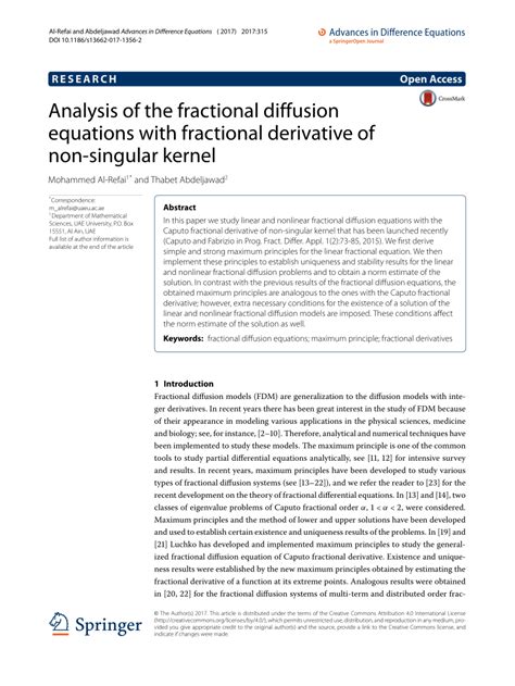 Pdf Analysis Of The Fractional Diffusion Equations With Fractional Derivative Of Non Singular