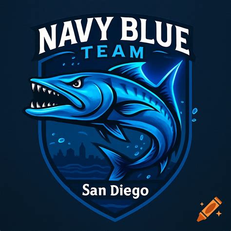 Blue Barracuda Logo For Navy Blue Team San Diego Featuring A Barracuda