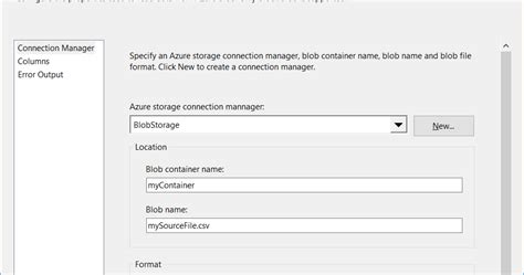 microsoft sql server integration services azure blob source ≠ flat