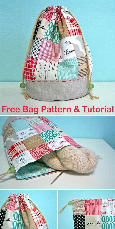 Patchwork Drawstring Bag Tutorial DIY Tutorial Ideas