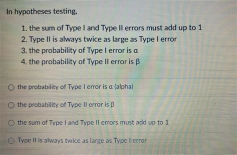 solved in hypotheses testing 1 the sum of type i and type