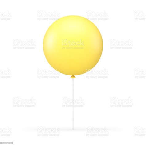 스틱 3d 아이콘 축제 축 하 놀람 현실적인 벡터 일러스트 레이 션에 노란색 공기 풍선 3차원 형태에 대한 스톡 벡터 아트 및 기타 이미지 3차원 형태 열기구 가지
