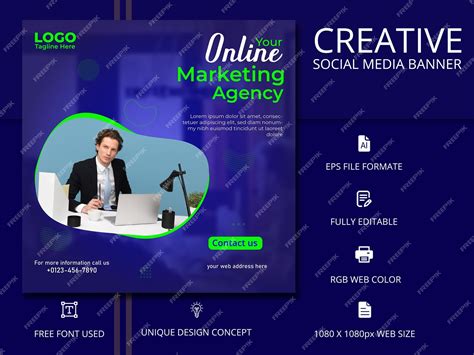 창의적이고 전문적인 소셜 미디어 배너 디자인 프리미엄 벡터