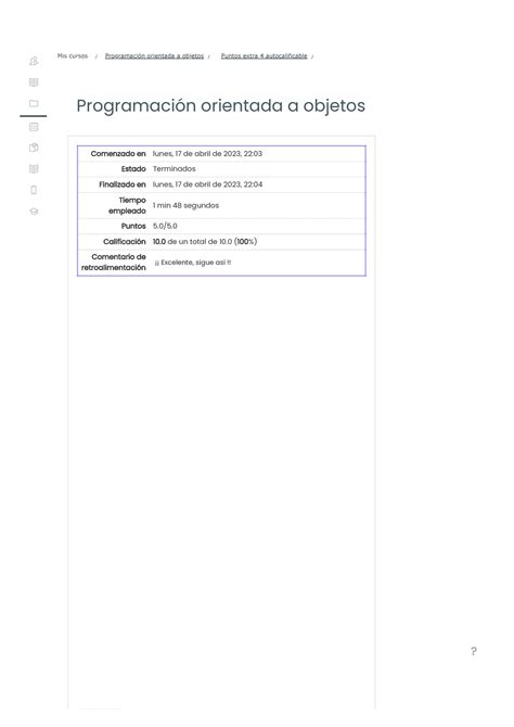 Examen Tercer Parcial Revisión Del Intento Programacion Orientada A Objetos Programación