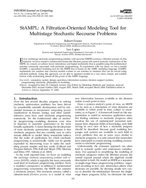 Pdf Stampl A Filtration Oriented Modeling Tool For Multistage Stochastic Recourse Problems