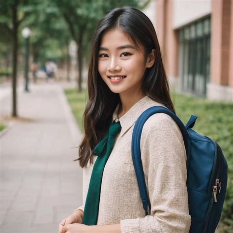 Beautiful Asian Student Girl Ai Generated Premium Ai Generated Image