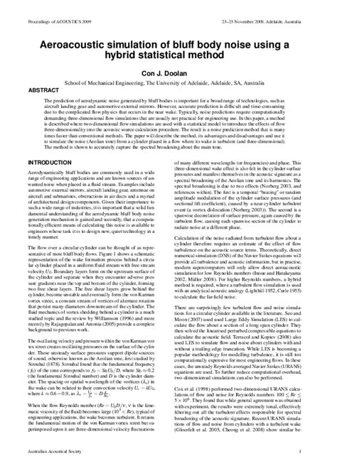 Pdf Aeroacoustic Simulation Of Bluff Body Noise Using A Hybrid