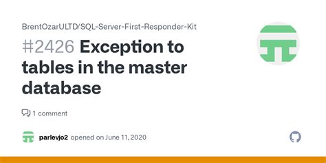 Exception To Tables In The Master Database · Issue 2426