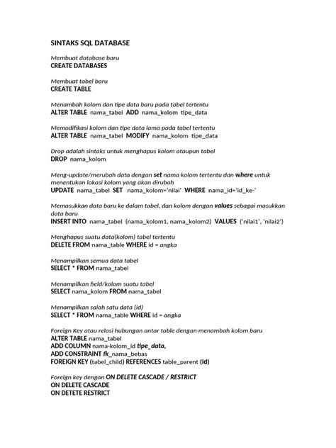 Sintaks Sql Database Pdf