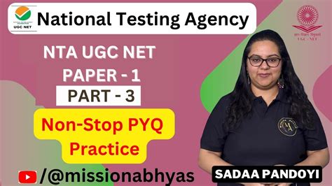 Mission Abhyas Nta Ugc Net Paper 1 Part 3 Mcq Non Stop Pyq Mission Jrf Youtube