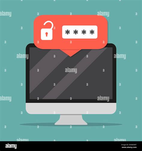 Computer Monitor With Unlocked Password In A Flat Design Stock Vector