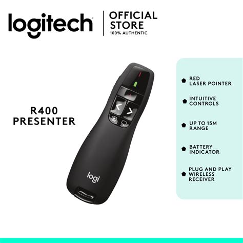 Logitech R400 2 4 GHz USB Receiver Red Laser Pointer Wireless Presentation Remote Shopee
