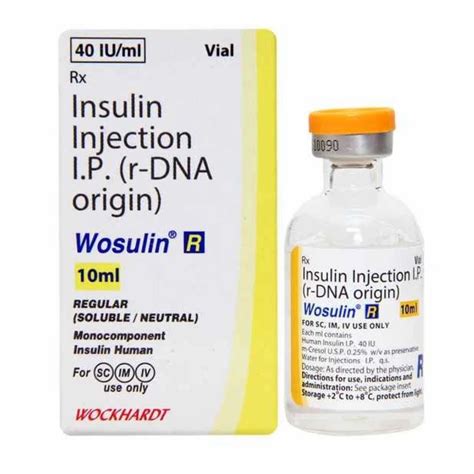 Insulin Injection Ip R Dna Origin 40 Iu Ml Packaging Size 1 Vail At