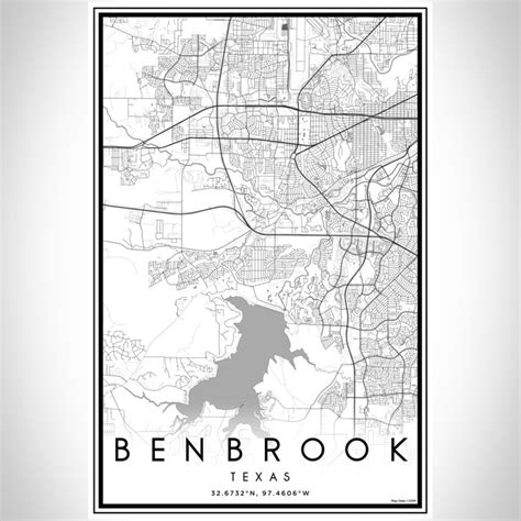 Benbrook Texas Map Print In Classic — Jace Maps